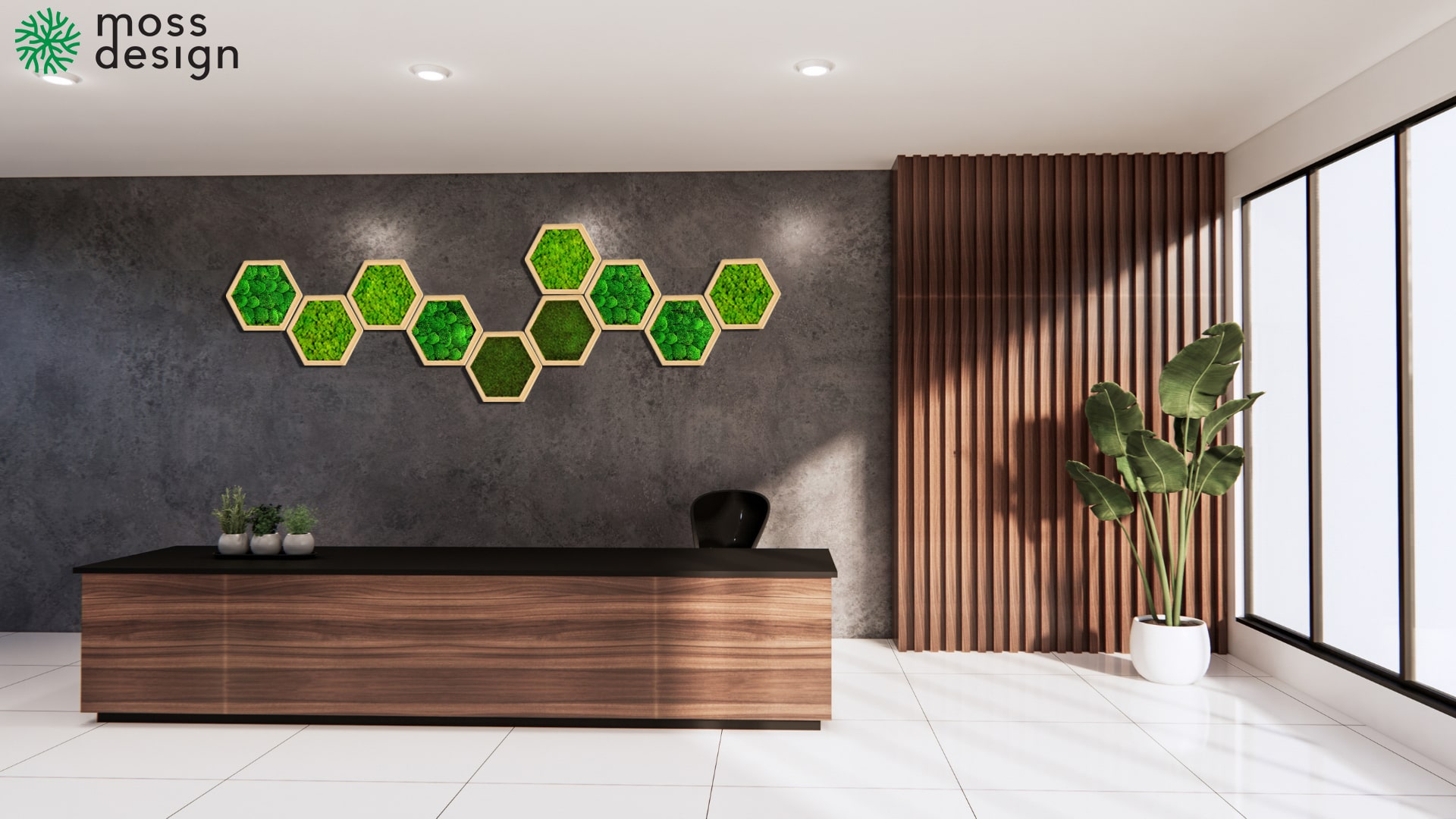 Mechový šestiúhelník - lesní mech | Mossdesign