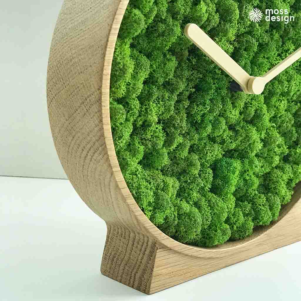 Mechové stolní hodiny – lišajník | Mossdesign